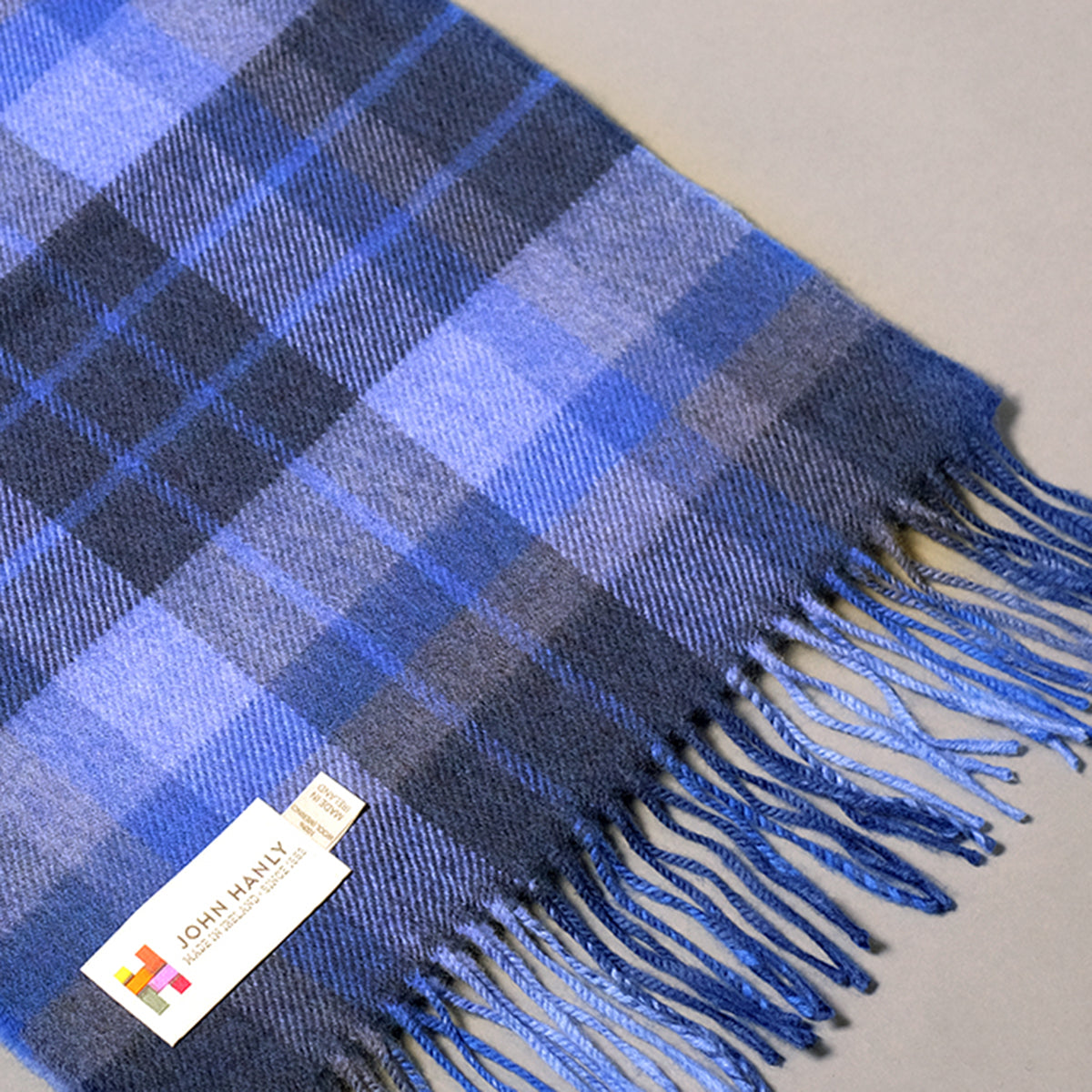 Merino Scarf - Wool Scarf - Navy and Blue Check – Highland Store