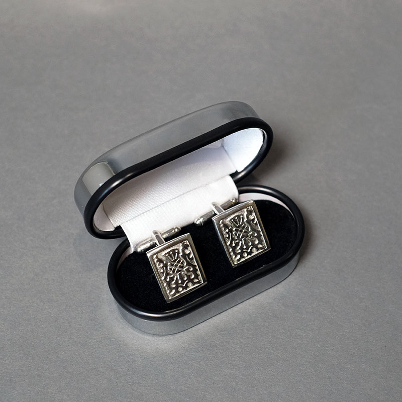 Rectangular Pewter Cufflinks with Thistle Design – Highland Store